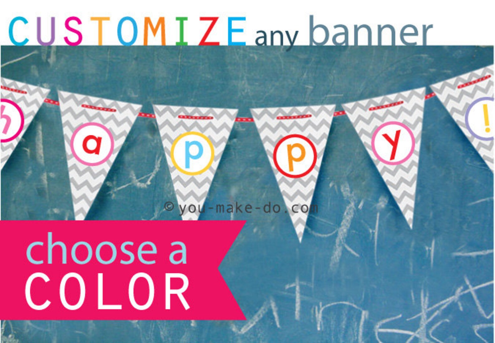 INSTANT DOWNLOAD Grey Chevron Banner Printables Birthday - Etsy