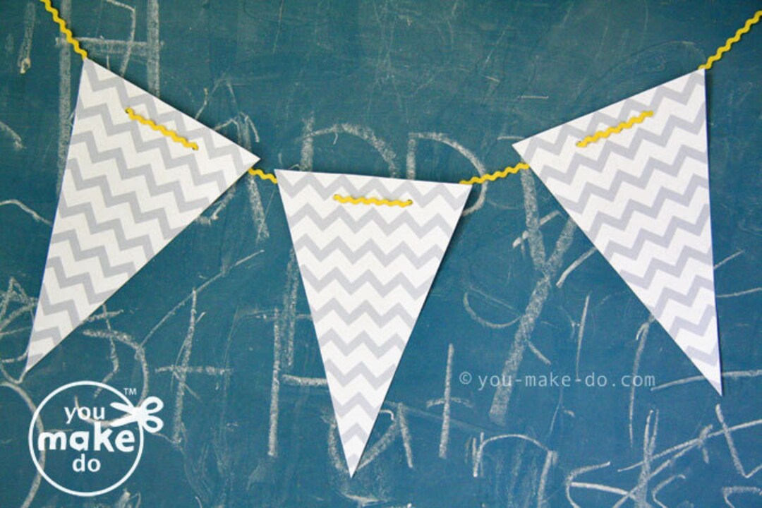 INSTANT DOWNLOAD Grey Chevron Banner Printables Birthday - Etsy