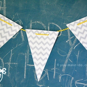 INSTANT DOWNLOAD Grey Chevron Banner Printables Birthday - Etsy