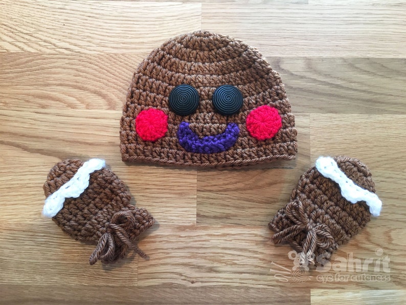 PATTERN Instant Download Gingerbread Man Hat and Mittens | Etsy