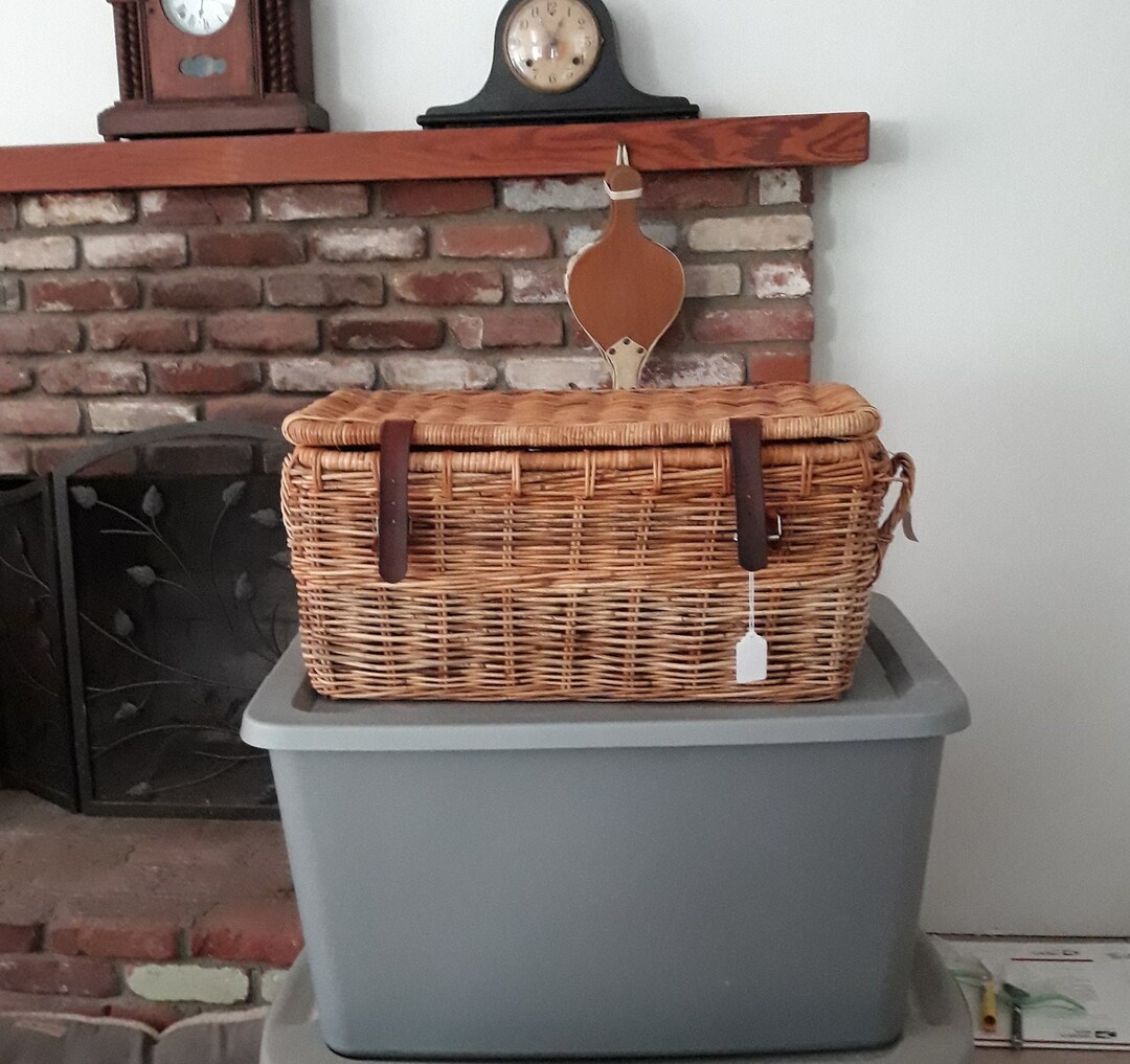 Antique Vintage Wicker Trunk Basket - Etsy