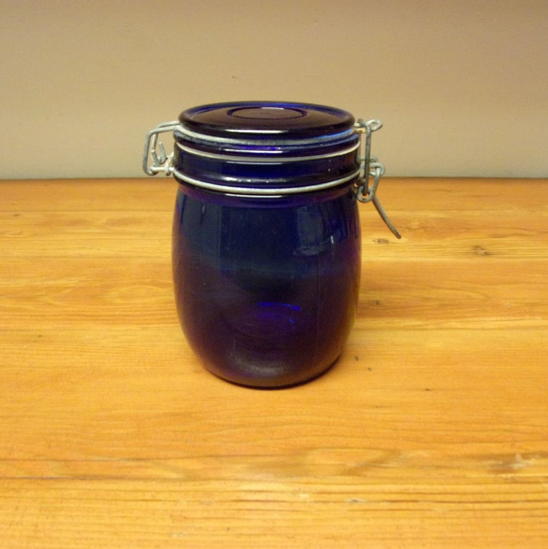 Vintage Cobalt Blue Glass Bail Top Canning Jar 001WE - Etsy