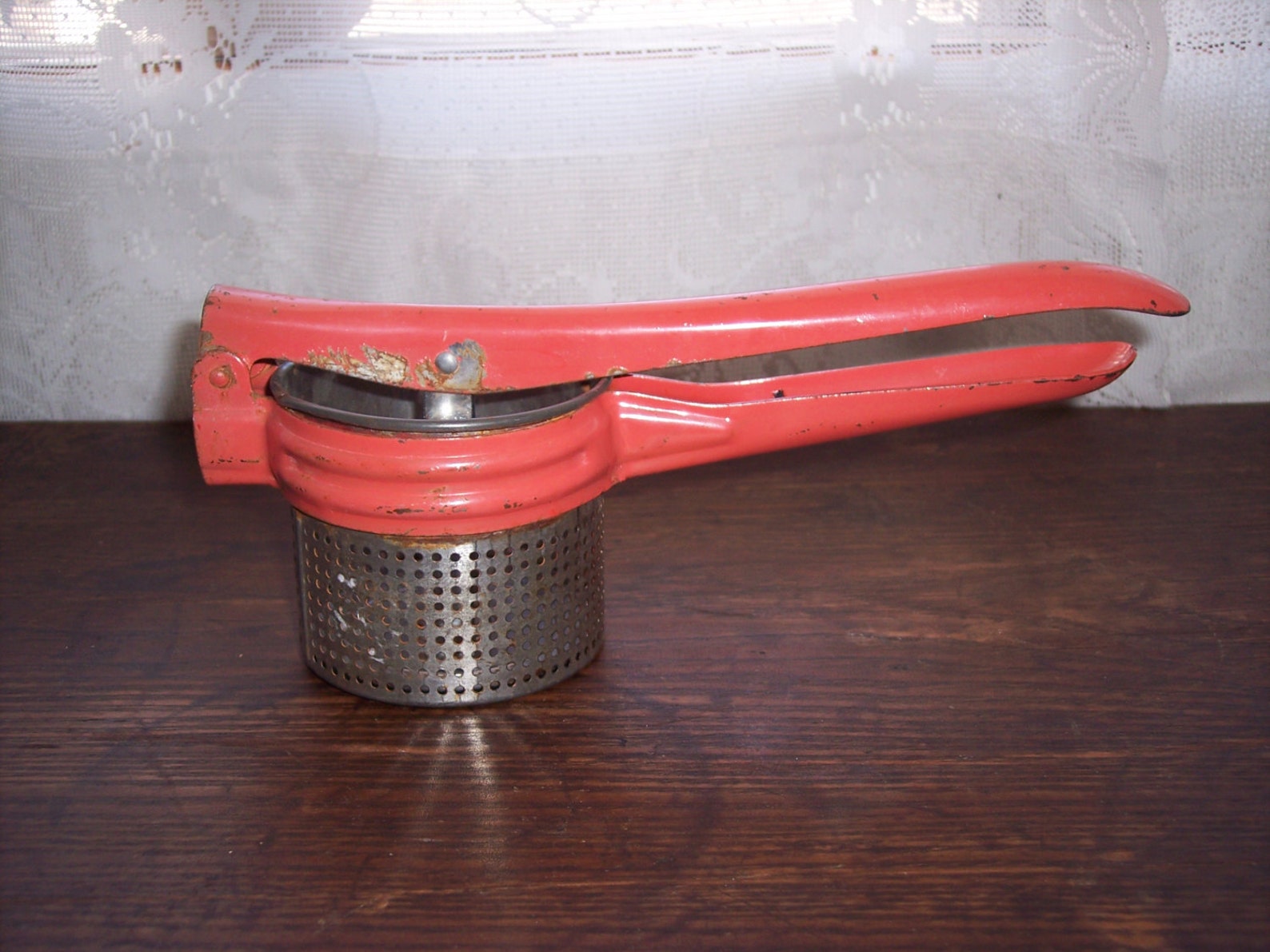 Vintage Potato Ricer Red Enamel Potato Masher Retro Kitchen Gadget - Etsy