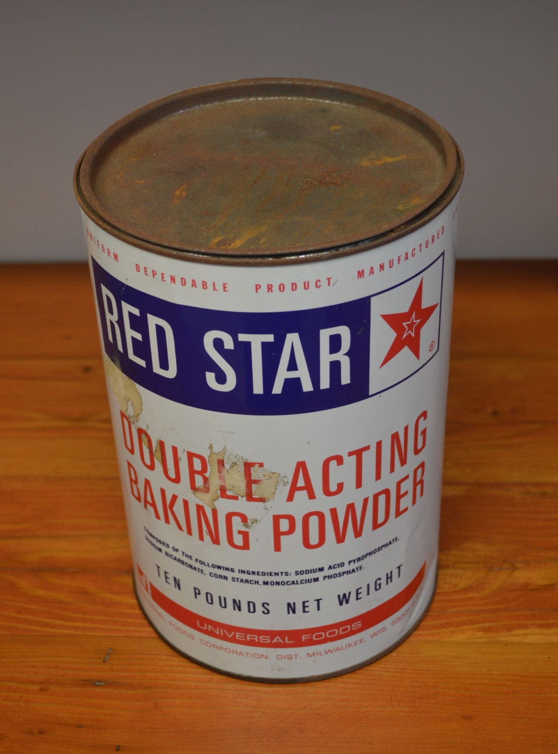Vintage Red Star Baking Powder Tin Ten Pounds Large Tin - Etsy