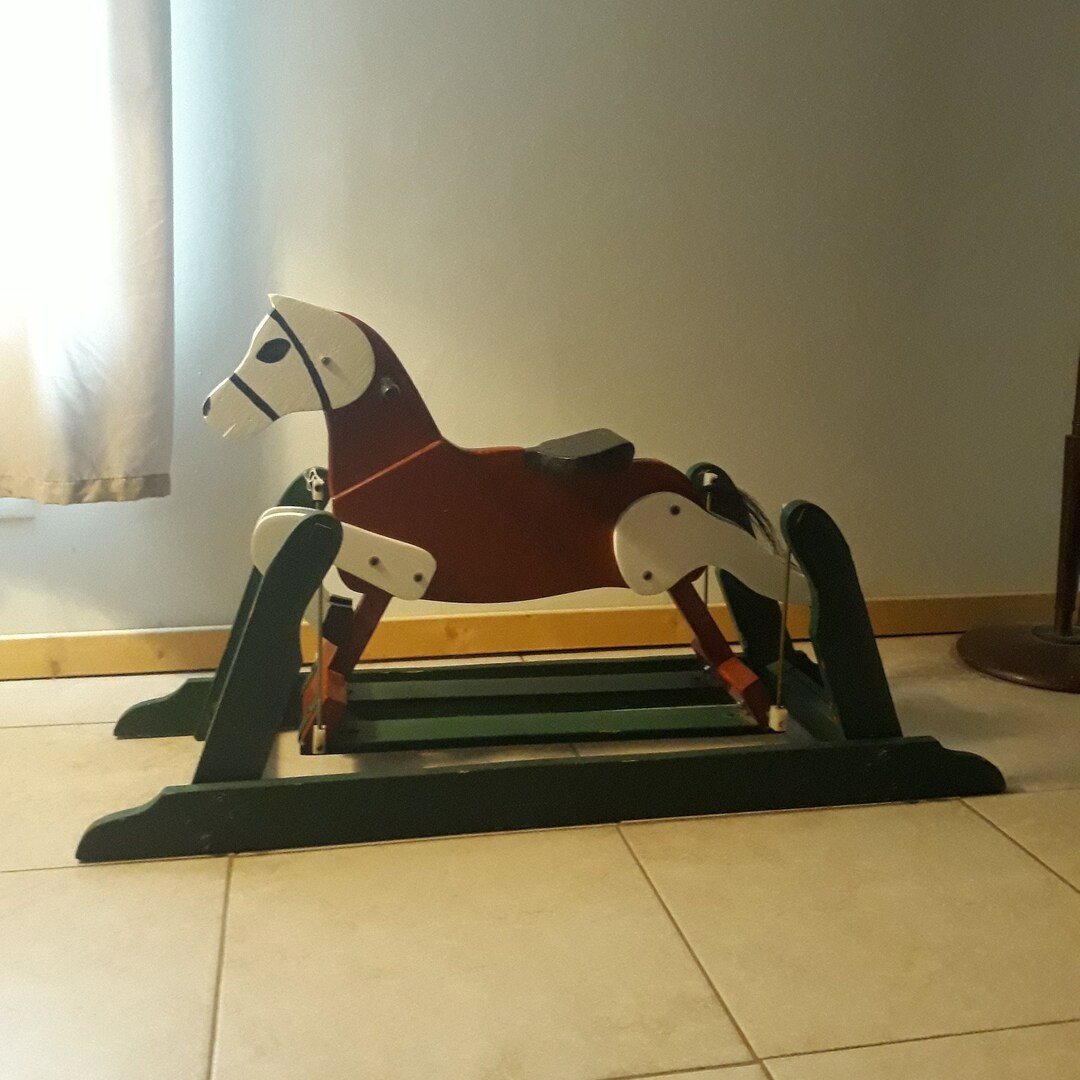 Vintage Rocking Horse, Glider Horse, Wood Horse, Wooden Horse, Nursery ...