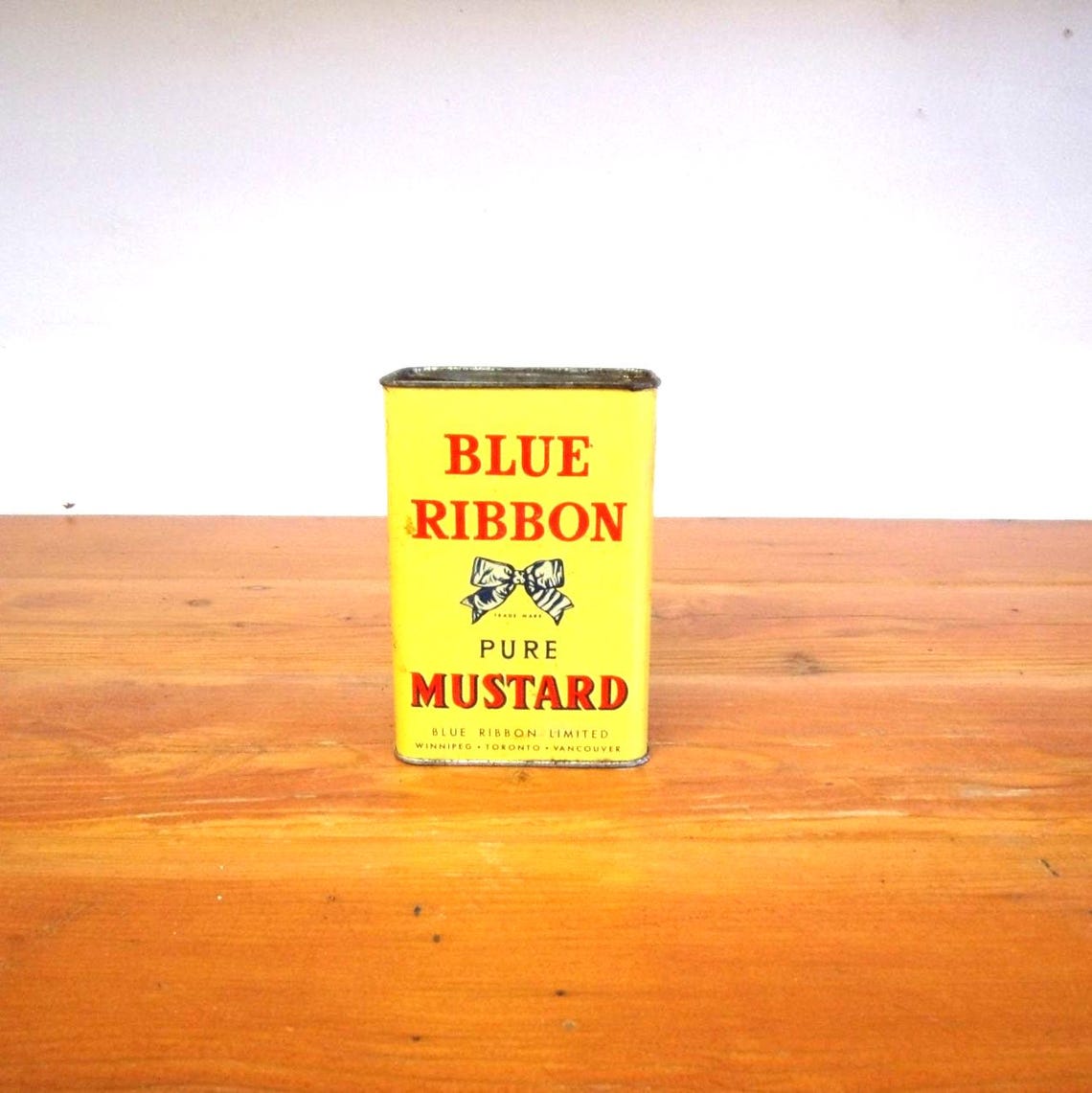 Vintage Blue Ribbon Pure Mustard Spice Tin Container - Etsy