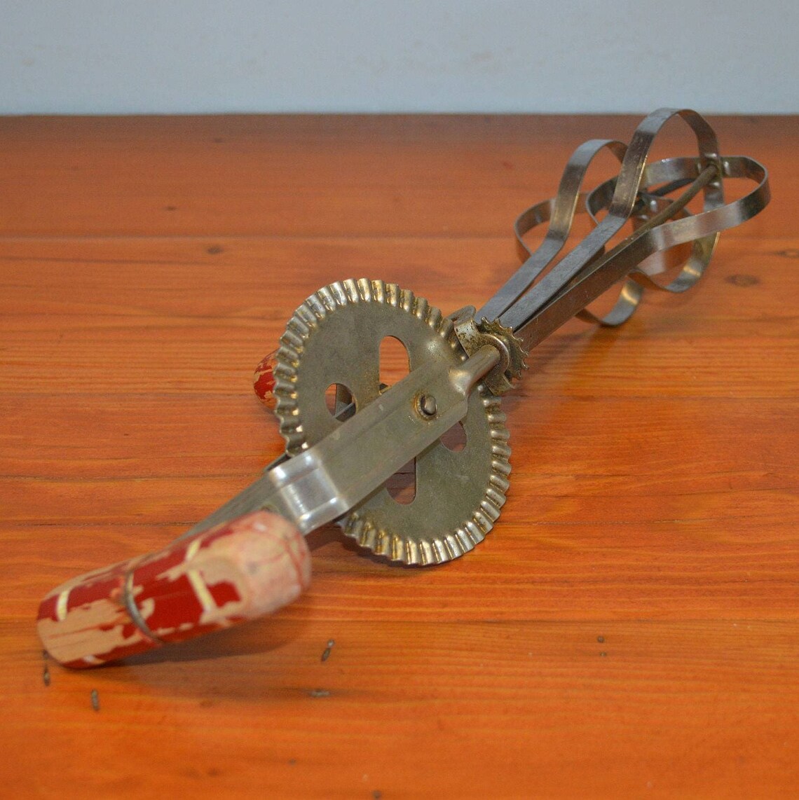 Vintage Ekco A&J Egg Beater With Red and White Handle Shabby - Etsy