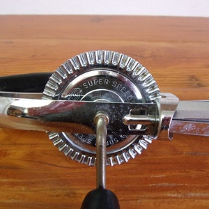 Vintage Ekco Super Speed Egg Beater With Black Wood Handle Shabby Chic ...