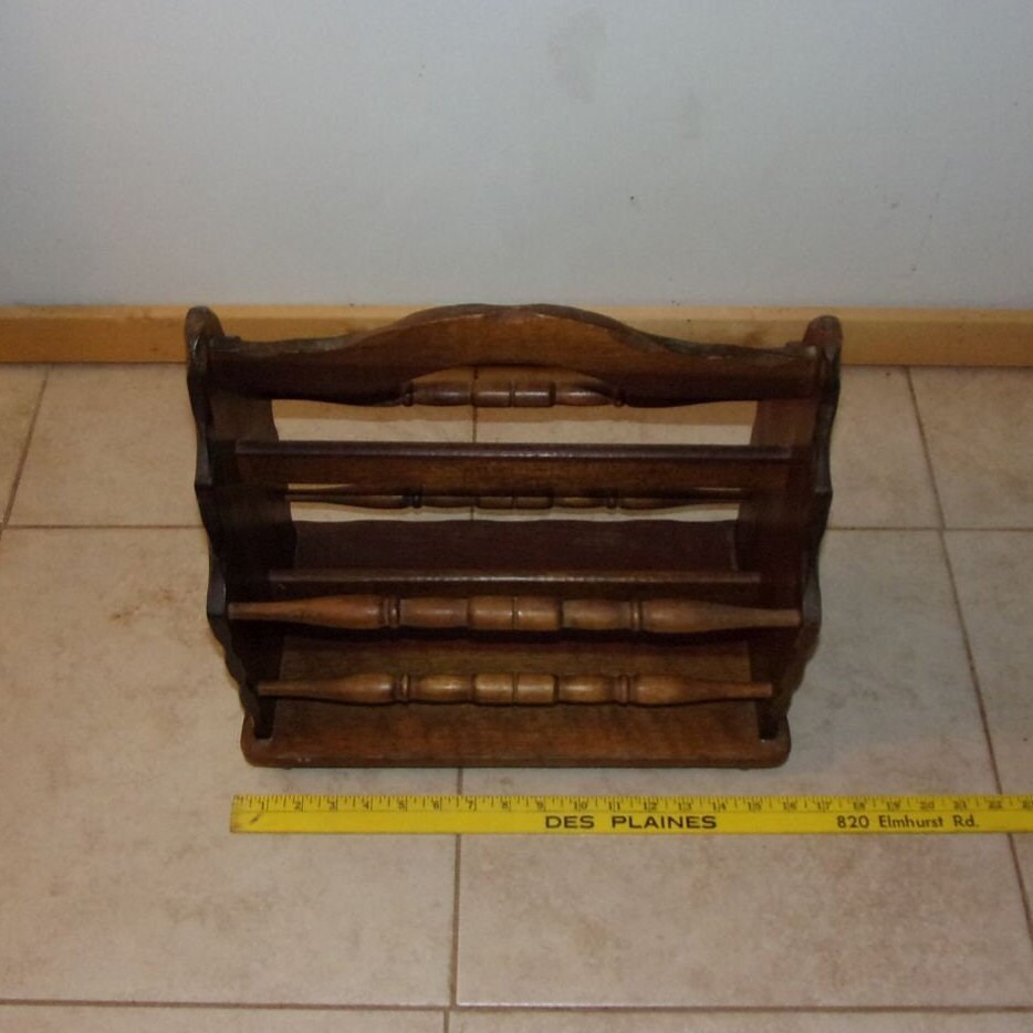 Vintage Wood Magazine Rack - Etsy