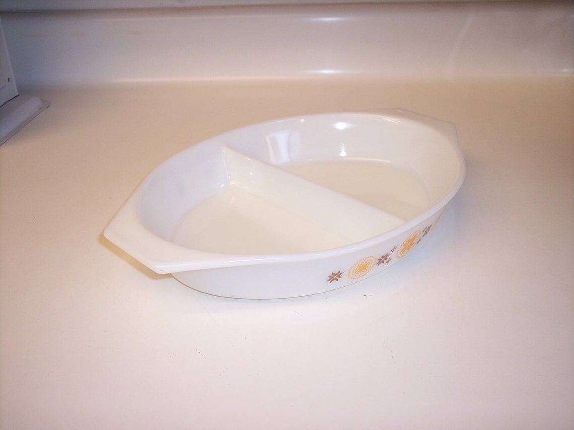 Vintage Pyrex Divided Dish Casserole in Town and Country - Etsy