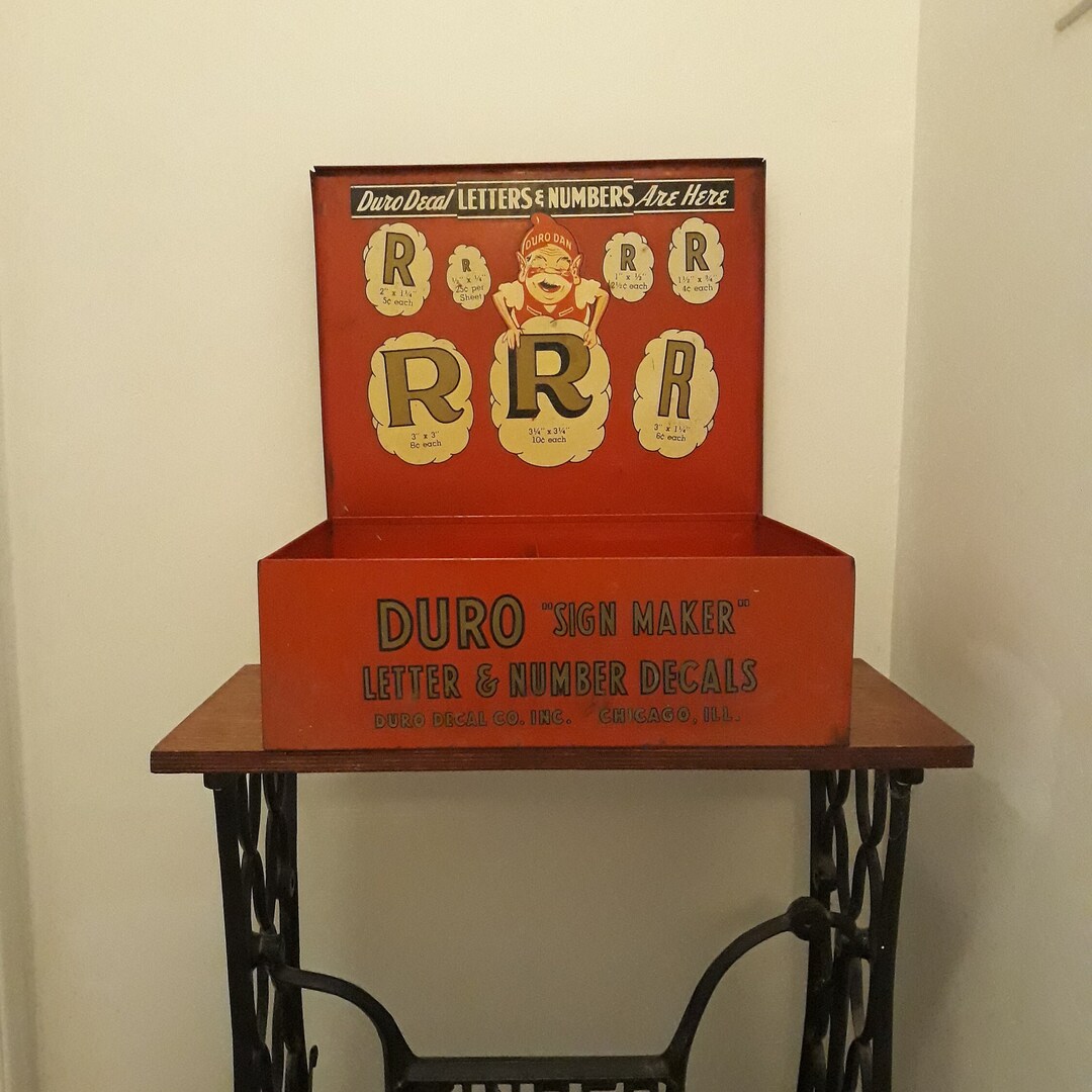 Vintage Duro Sign Maker Letter & Number Decals Metal Storage Box - Etsy