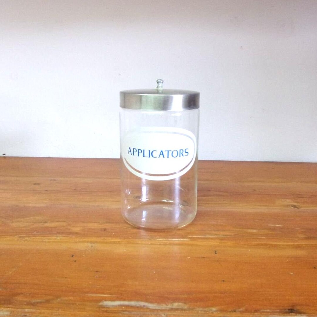 Vintage Pyrex Applicators Glass Apothecary Doctors Jar With Metal Lid ...