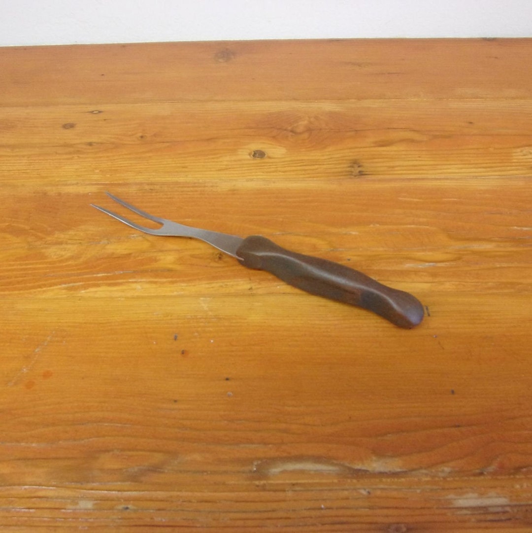 Vintage Cutco Serving Turning Carving Fork Two Prong Brown Swirl Handle ...