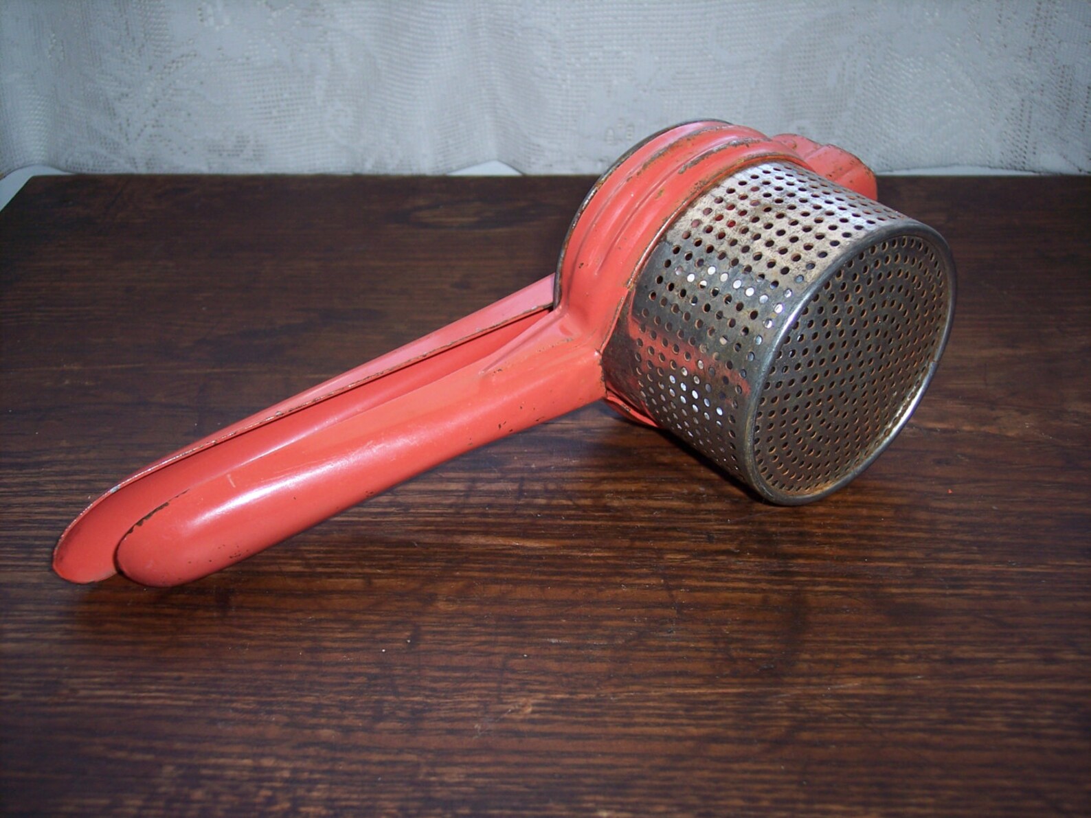 Vintage Potato Ricer Red Enamel Potato Masher Retro Kitchen Gadget - Etsy