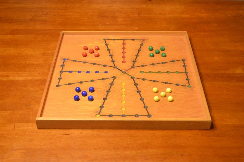 Vintage Ludo Marble Board Game Strategy Chinese Checkers Wood - Etsy