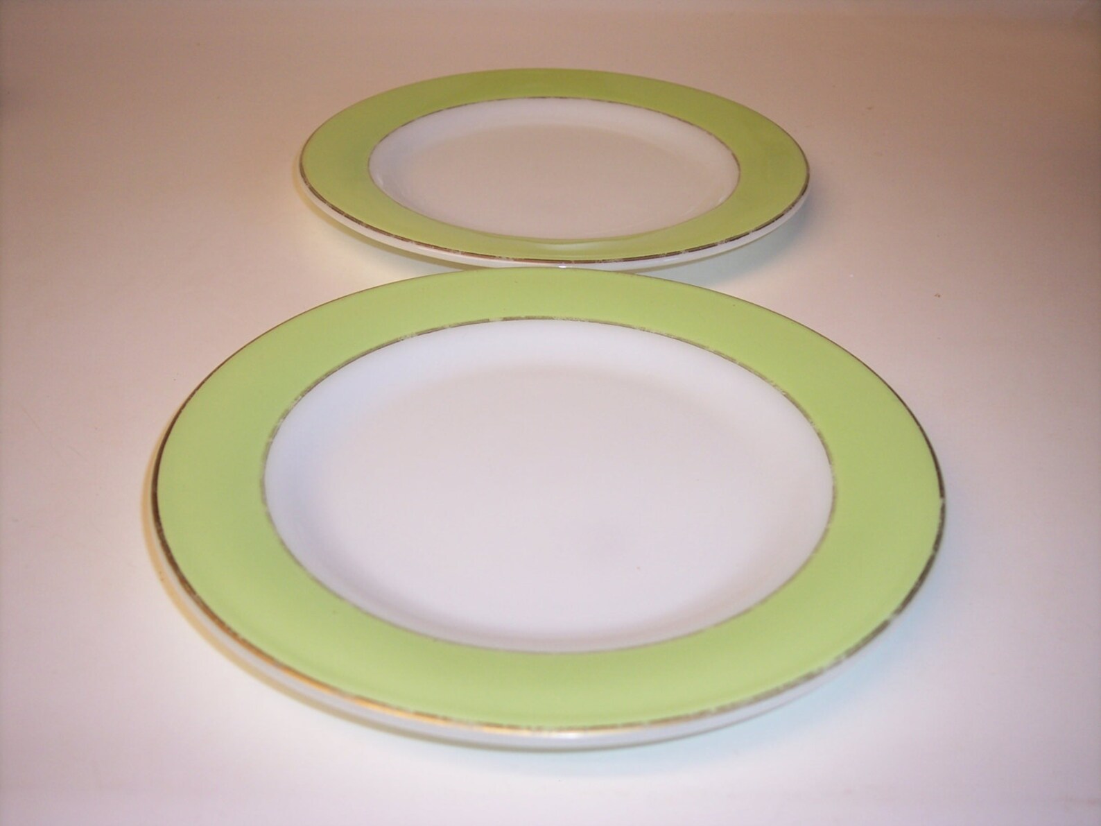 Vintage Pyrex Lime Green Band Bread Plates Restaurantware Tableware ...
