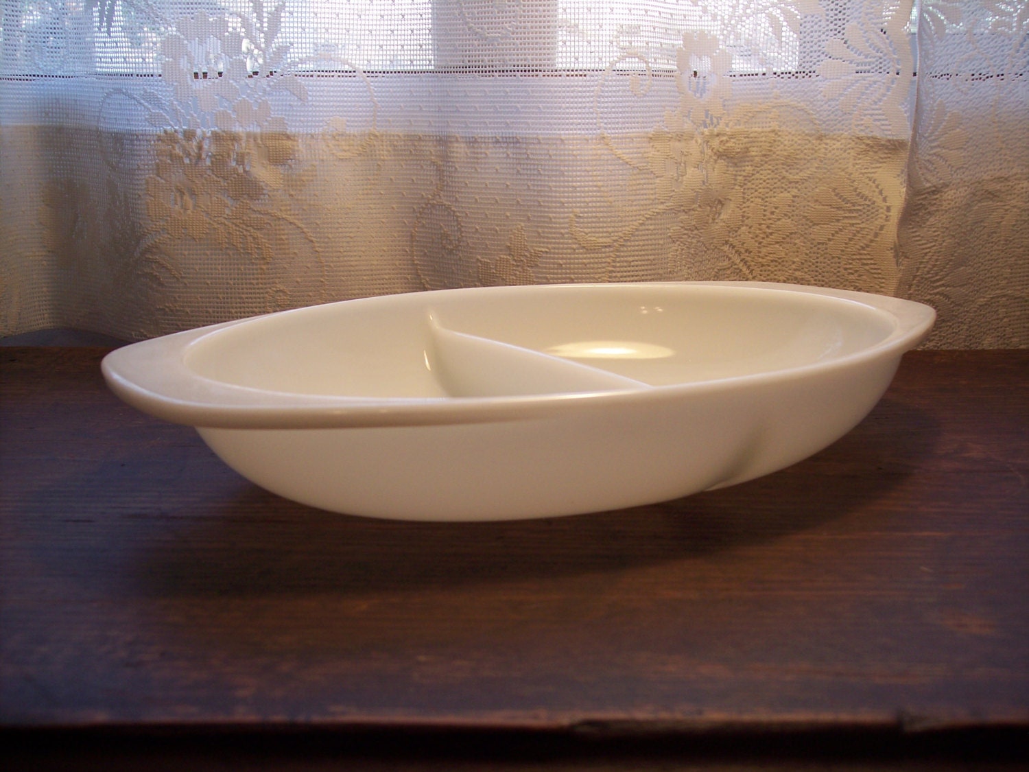 Vintage Pyrex Opal Divided Serving Dish in White Pyrex Restaurant Ware ...
