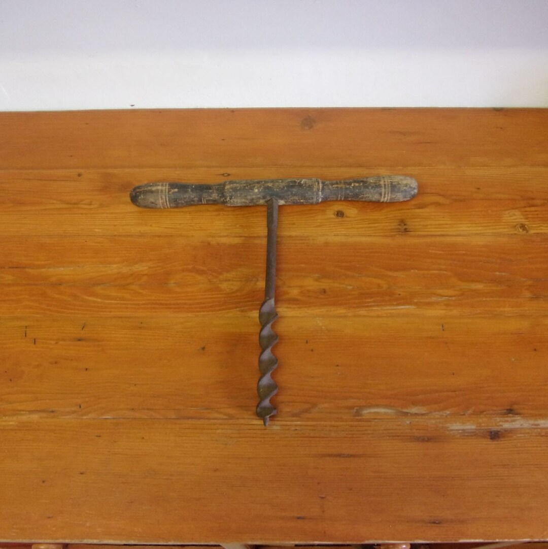 Antique Vintage T Handle Auger With Black Handle Large Primitive Drill ...