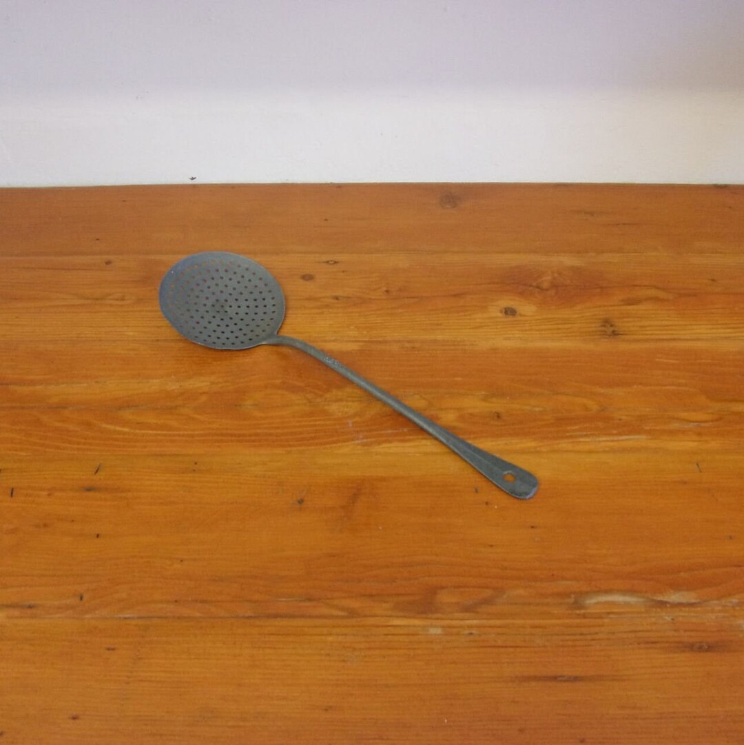 Antique Germany Aluminum Primitive Skimming Strainer Ladle Scoop ...