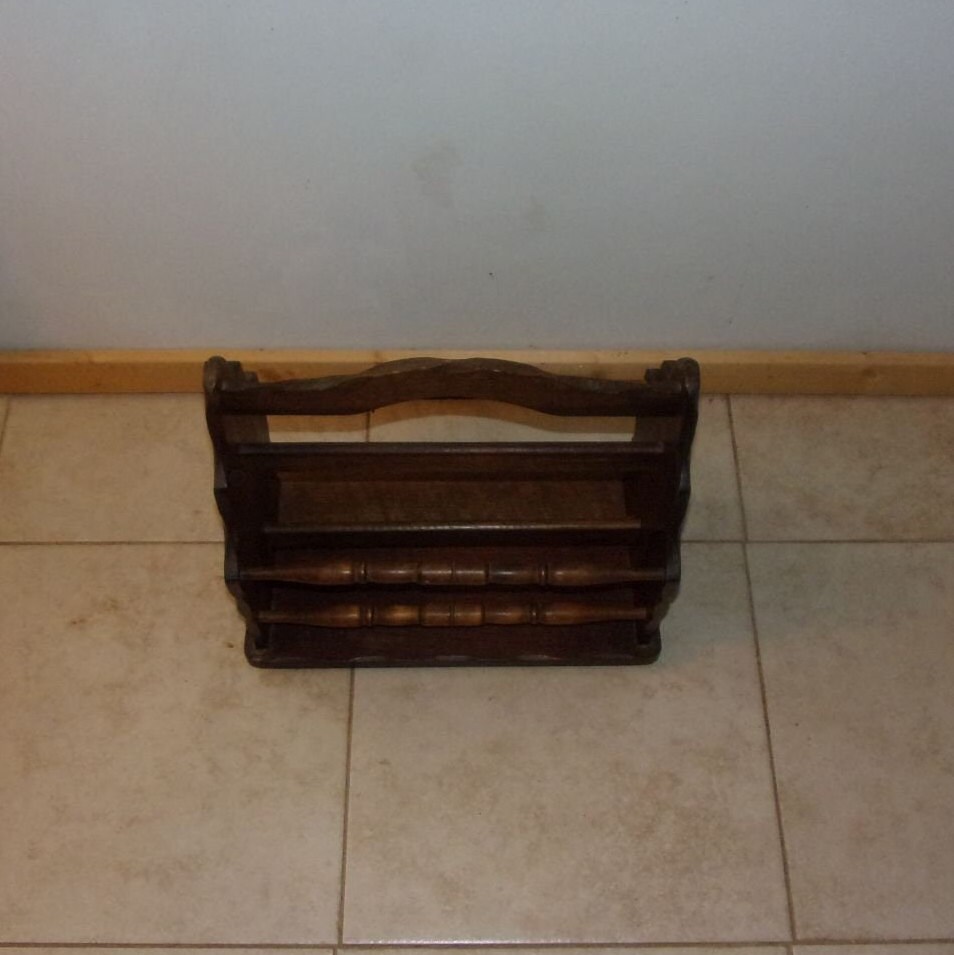 Vintage Wood Magazine Rack - Etsy