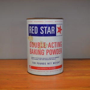 Vintage Red Star Baking Powder Tin Ten Pounds Large Tin Container - Etsy