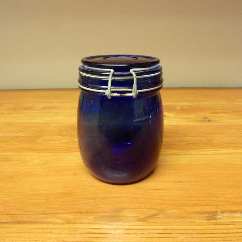 Vintage Cobalt Blue Glass Bail Top Canning Jar 001WE - Etsy