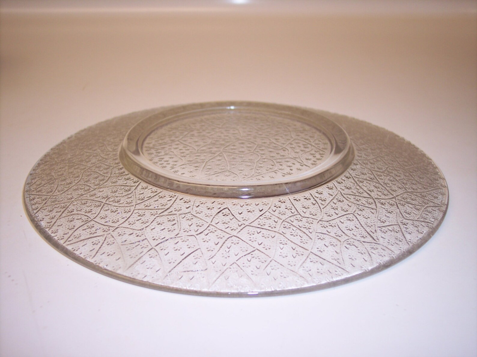 Vintage Pressed Glass Bread Plate Luncheon Plate Flowers and Tear Drops ...