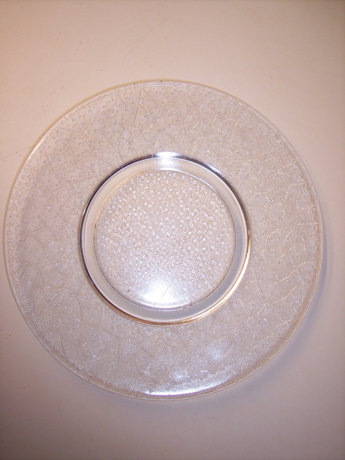 Vintage Pressed Glass Bread Plate Luncheon Plate Flowers and Tear Drops ...