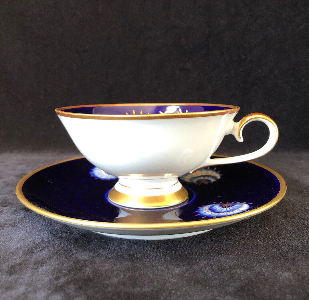 Real Schumann Cobalt Germany Tea Cup and Saucer Hand - Etsy