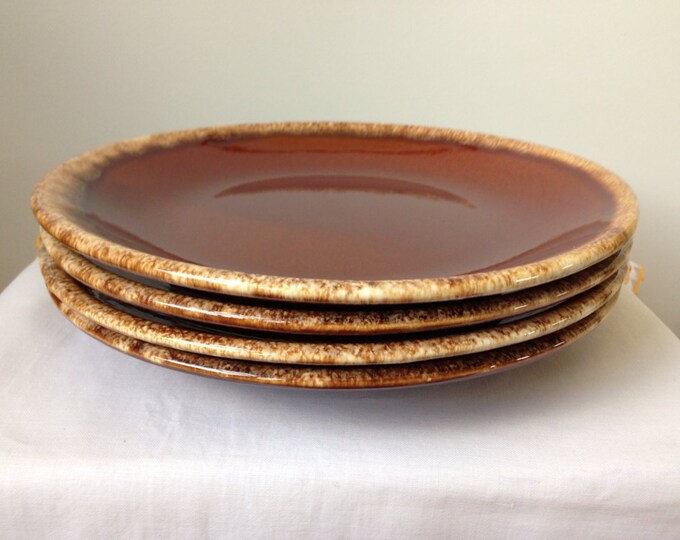 Hull Brown Drip Pottery Dinner Plates Set of Four - Etsy