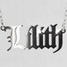 Lilith Nameplate Necklace - Sterling Silver Gothic Font Old English ...