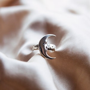 Nocturne Ring - Handmade Vintage Style Man in Moon Ring, Whimsigoth, Witchy, Celestial Jewelry ...