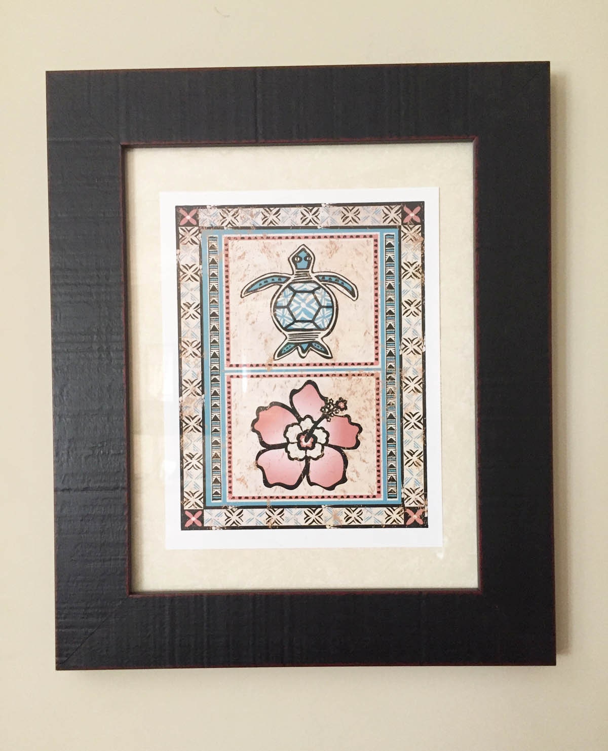 Tapa Turtle and Hibiscus Print - Etsy