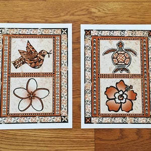 Traditional Tapa Turtle and Hibiscus Giclee Print - Etsy