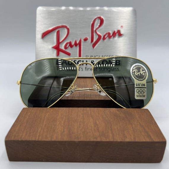 Vintage BL Ray Ban Bausch & Lomb Gold Aviators G15 Gr… - Gem