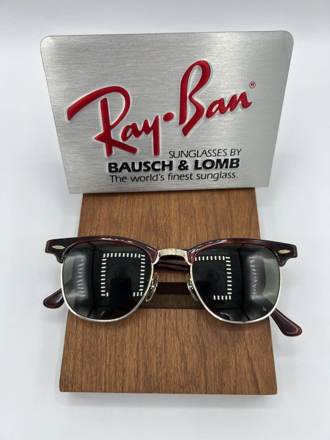 1970's VINTAGE B&L Ray Ban W0366 Mock Tort G15-UV Clubmaster Sunglasses ...