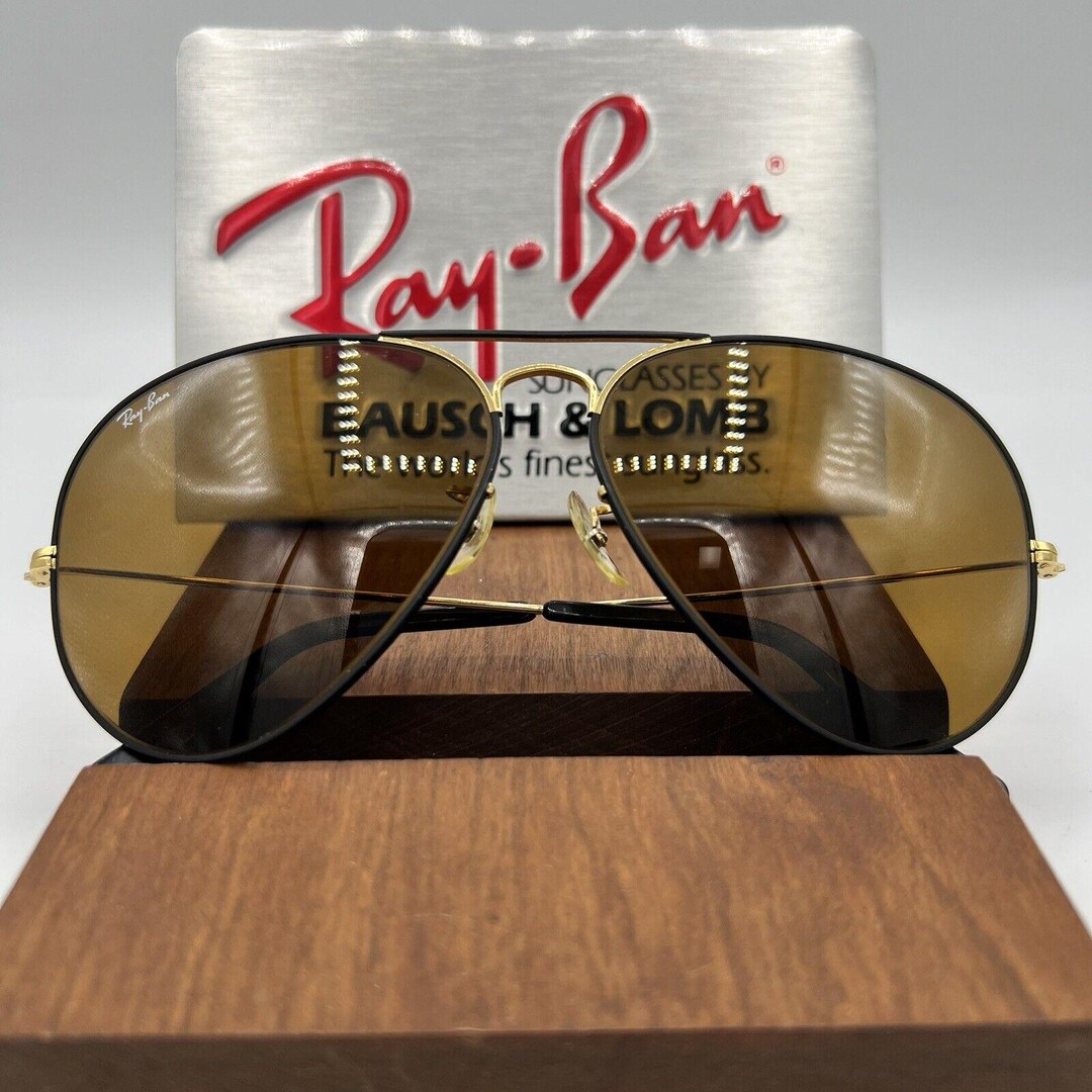 VINTAGE Ray Ban Bausch & Lomb USA Black Flying Colors Brown B15 62mm ...
