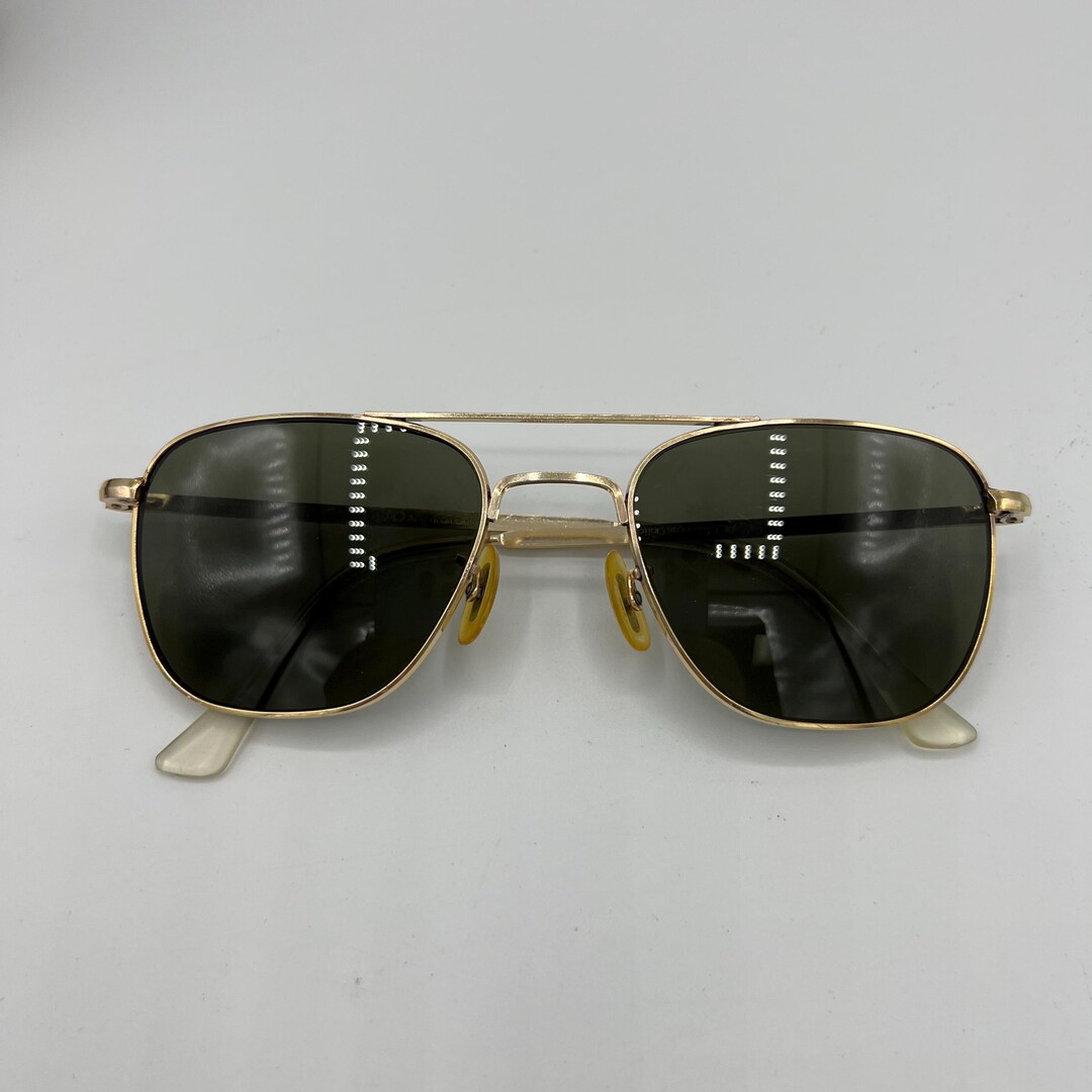 Vintage American Optical AO Sunglasses 1-10 12K GF Gold Aviator 5 1/2 ...