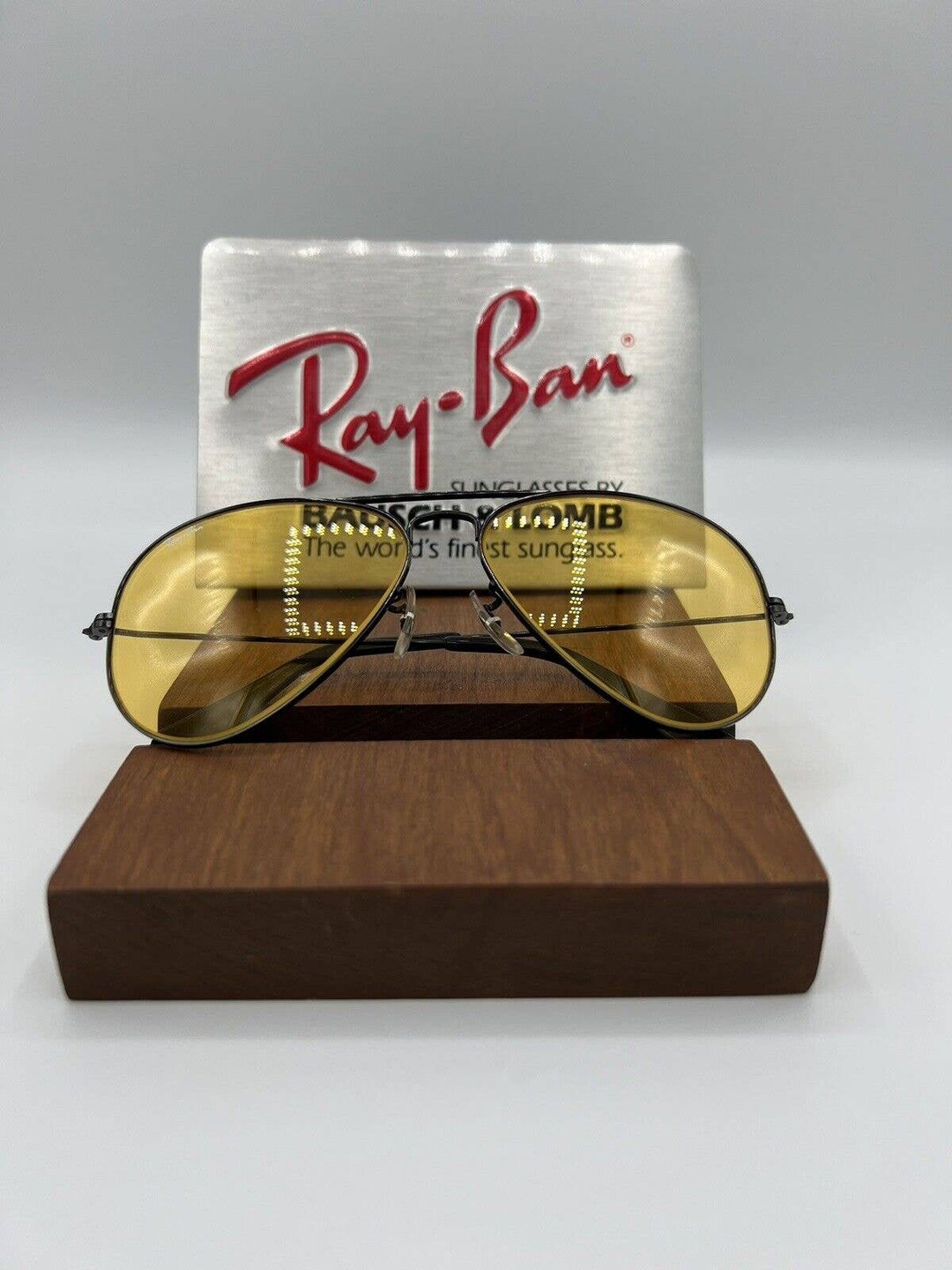 Vintage Ray Ban B&L Yellow Ambermatic Black Frame 58mm USA - Etsy