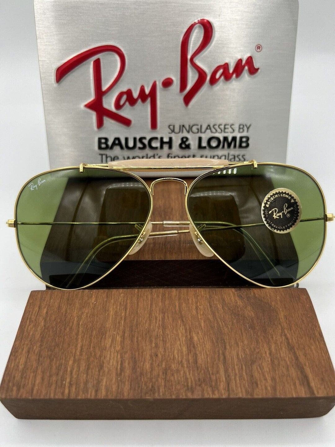 Vintage Ray Ban BL RB3 Green Outdoorsman 58mm New With Defect - Etsy
