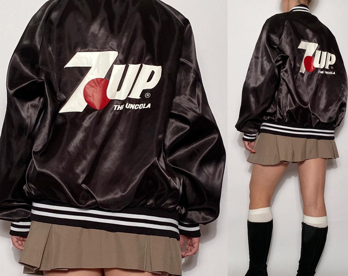 Vintage 1980s 7UP Satin Bomber Jacket! Men's Medium to Large, Women's L ...