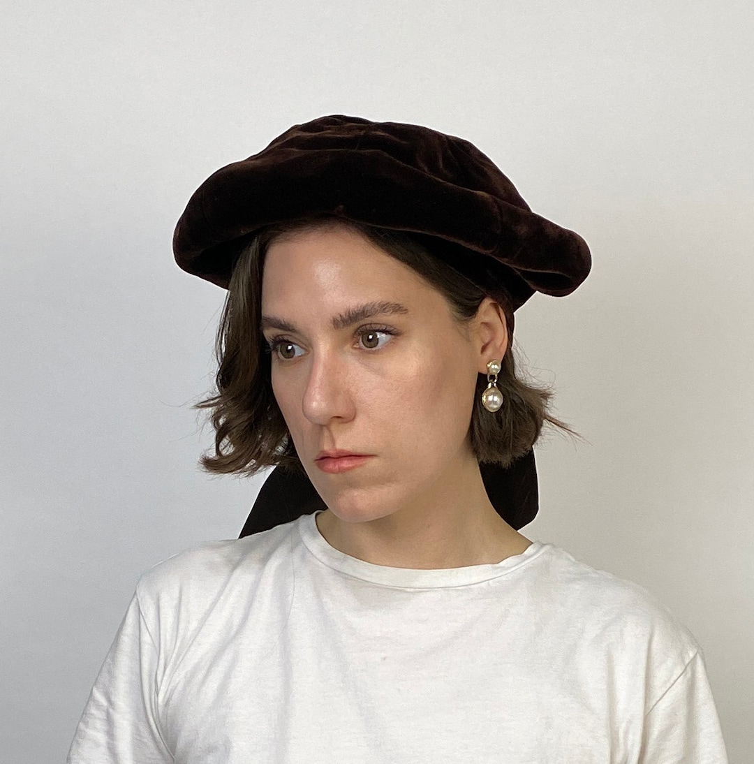 Vintage 1940s VELVET Ribbon BONNET BERET! - Etsy