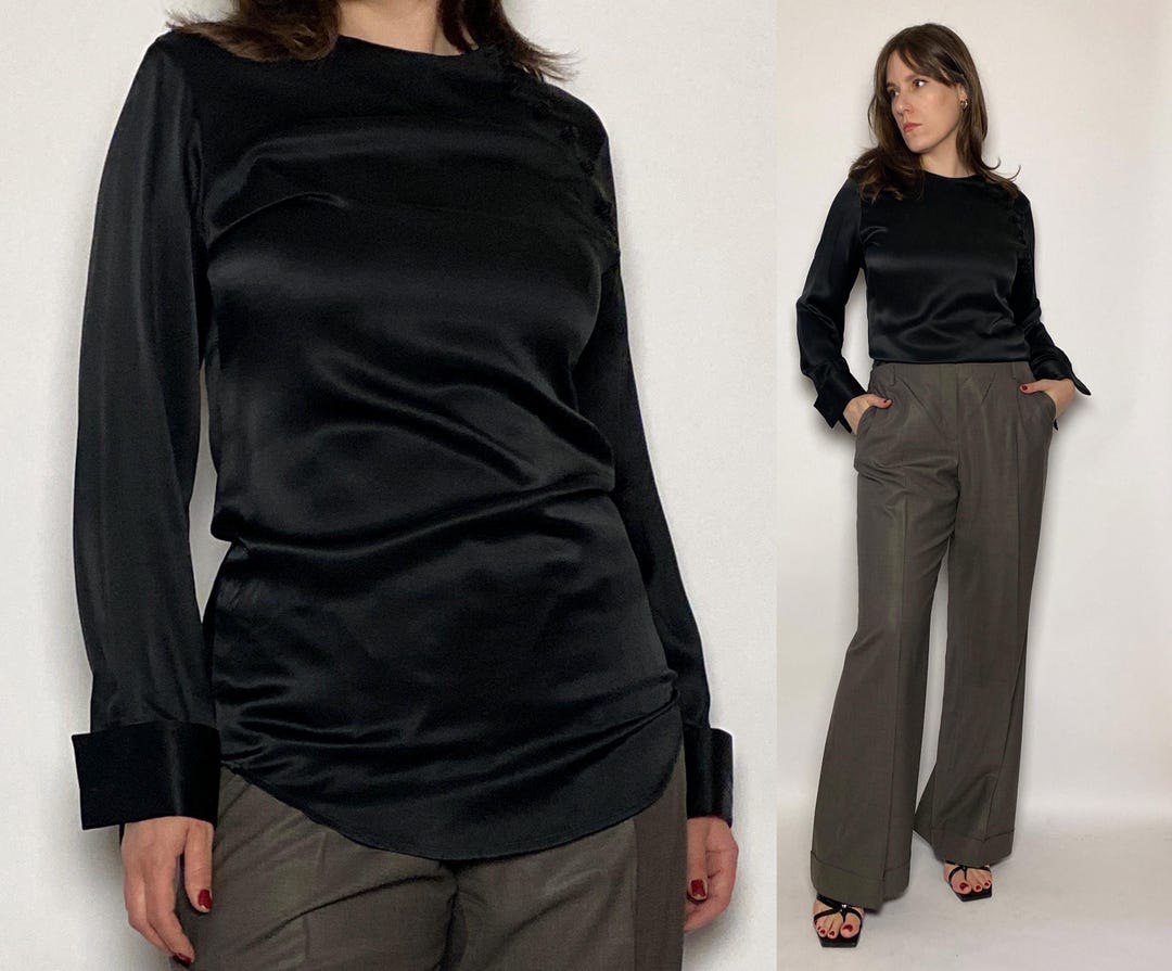 Vintage 1990s Does 1930s Real SILK Tunic Blouse With BEADED Buttons ...