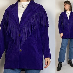 Vtg 80s REAL SUEDE PURPLE Fringe Jacket! Medium to Large - Etsy