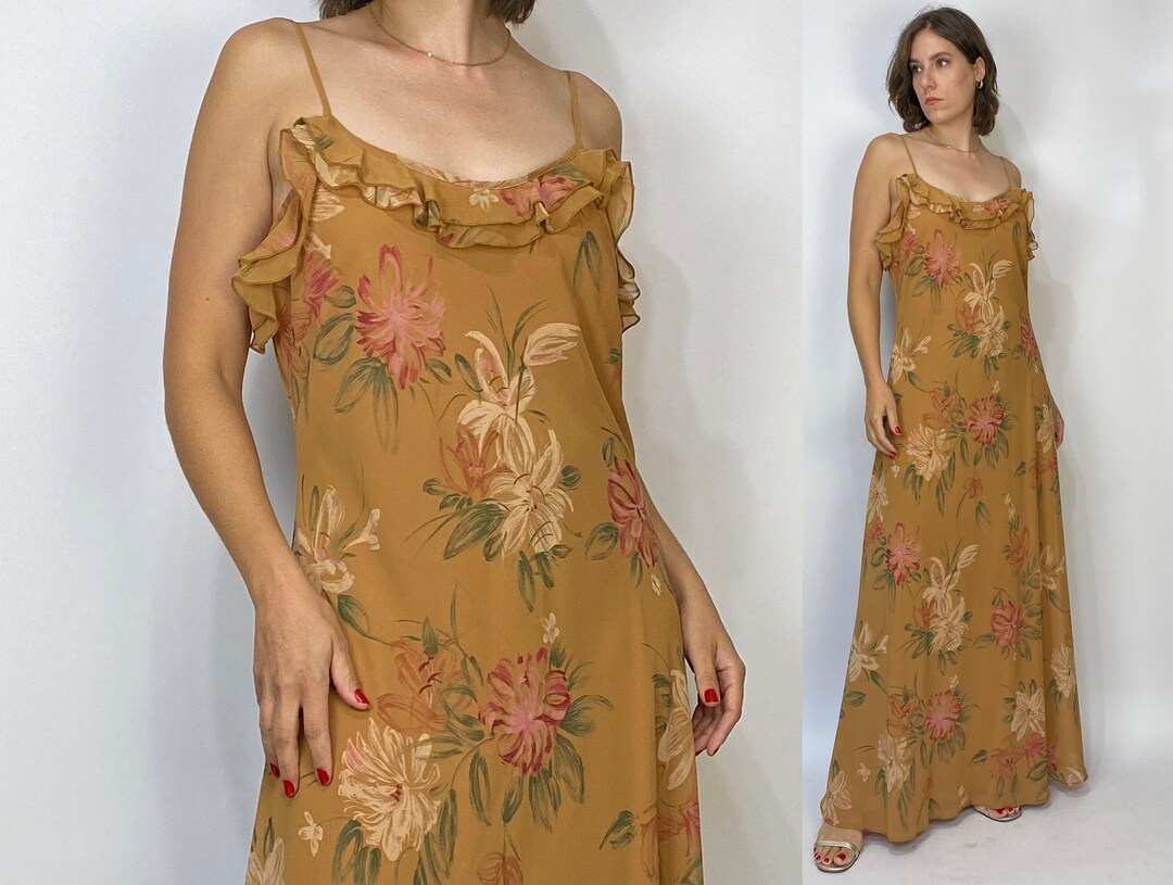 Vtg Y2K NWT Earthy Abstract FLORAL Gown! XL - Etsy