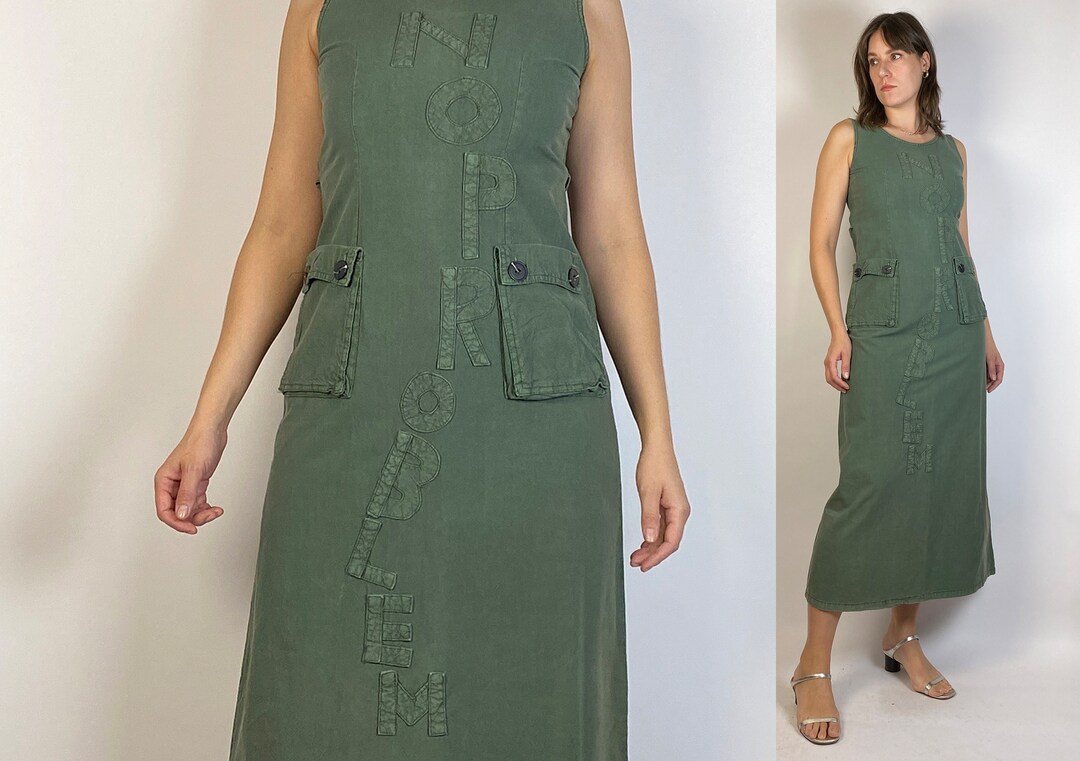 Vintage 90s 'NO PROBLEM' Novelty SLOGAN Midi Cargo Dress! Medium - Etsy