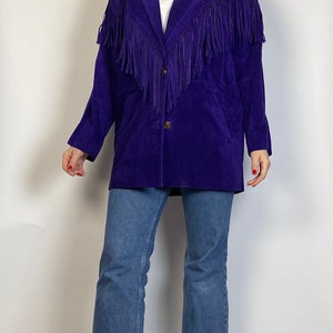 Vtg 80s REAL SUEDE PURPLE Fringe Jacket! Medium to Large - Etsy