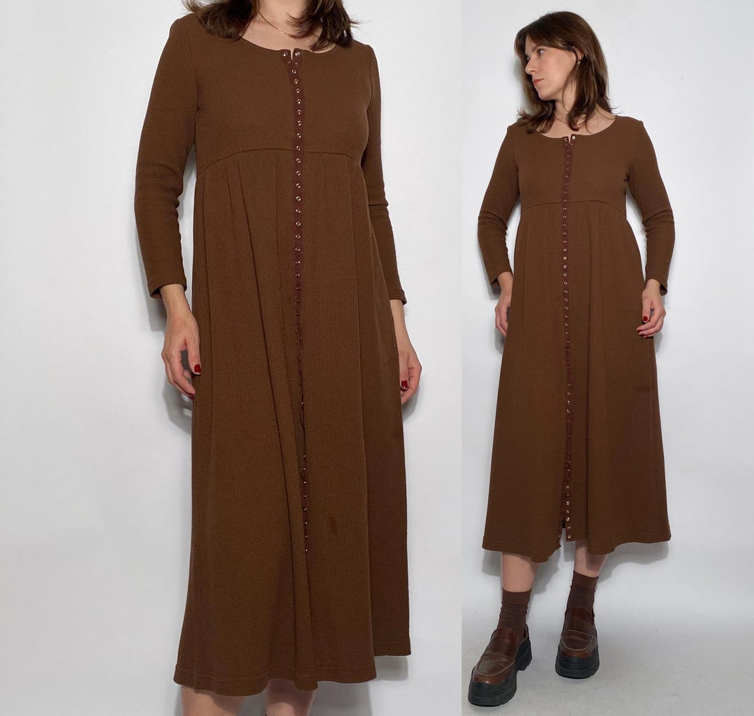 Vintage 1990s MODA INTERNATIONAL Waffle Knit Midi Dress -- Size M - Etsy