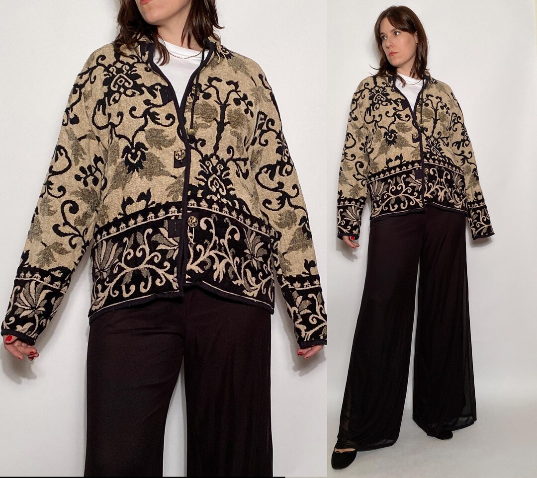 Vintage 1990s Bohemian FAR EAST Style Tapestry Jacket Small to Medium ...