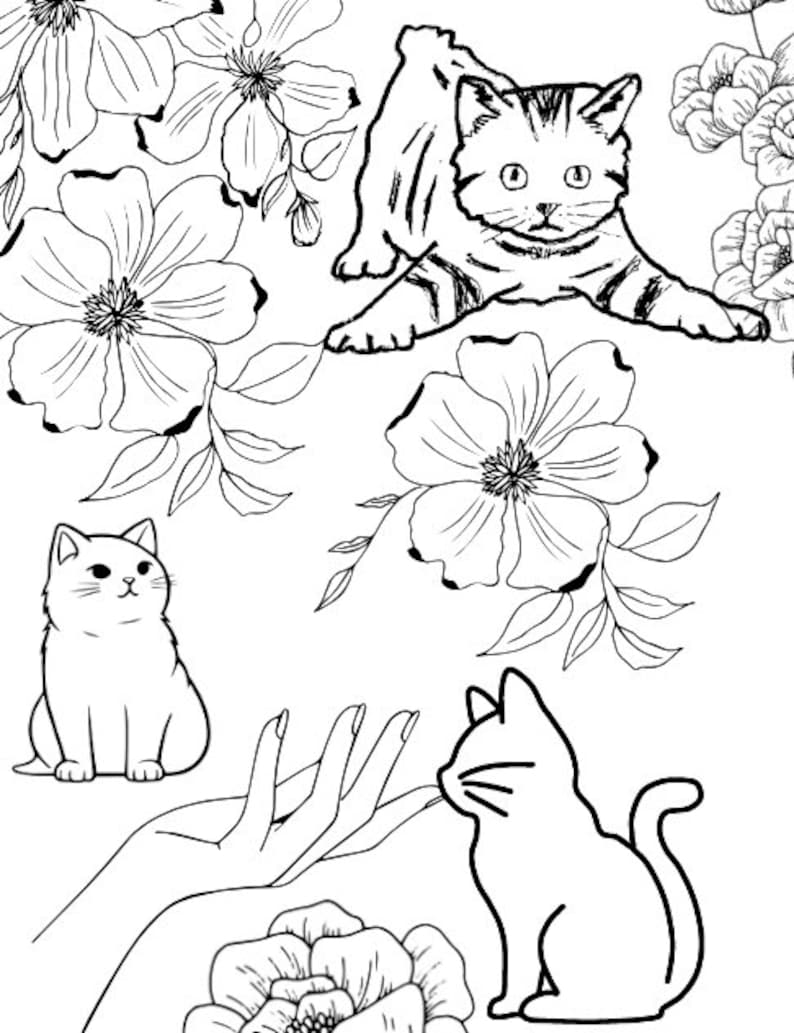 Printable Coloring Pages, 6 Pages, Cat Lover Coloring Sheet - Etsy